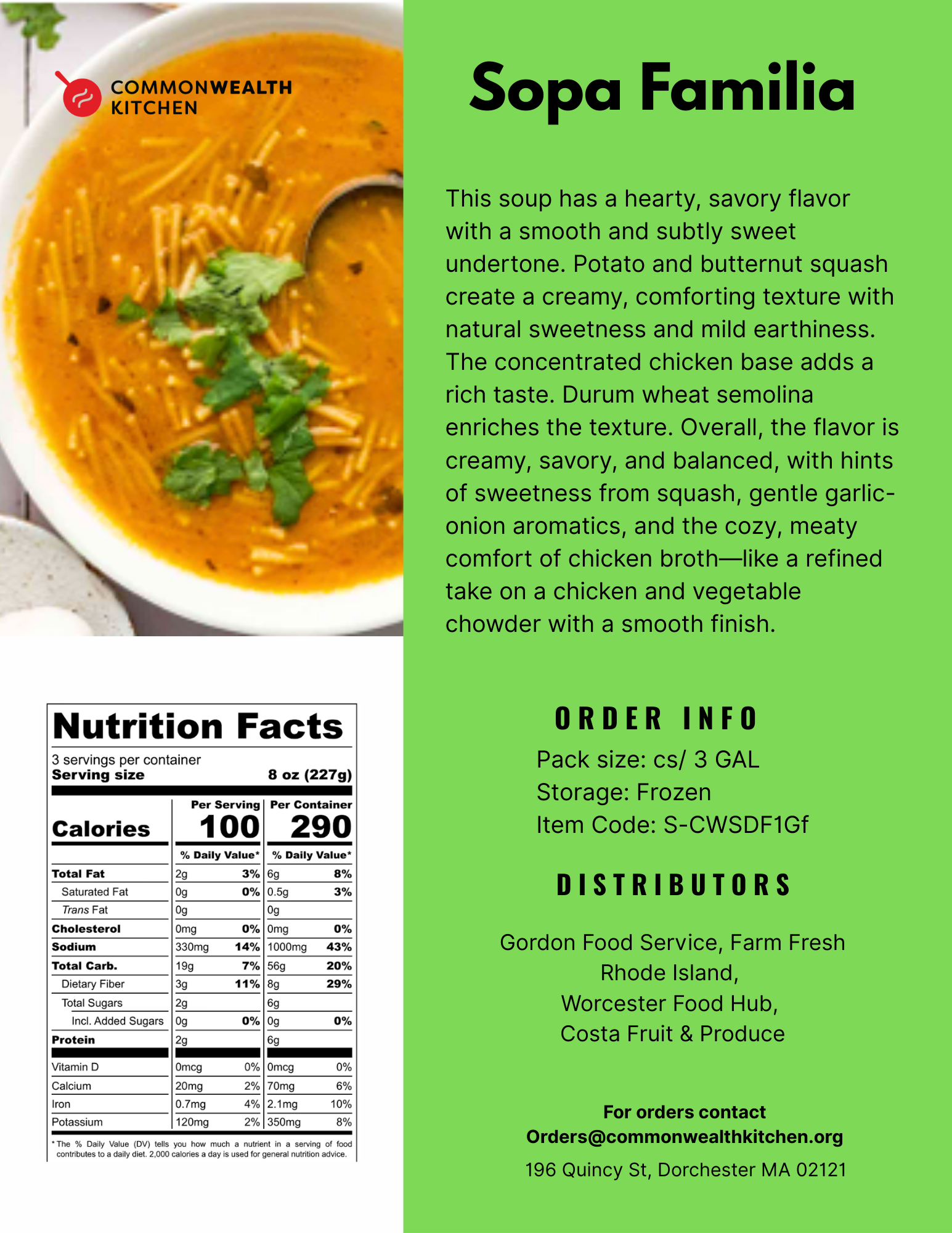 Sopa Familia | CommonWealth Kitchen