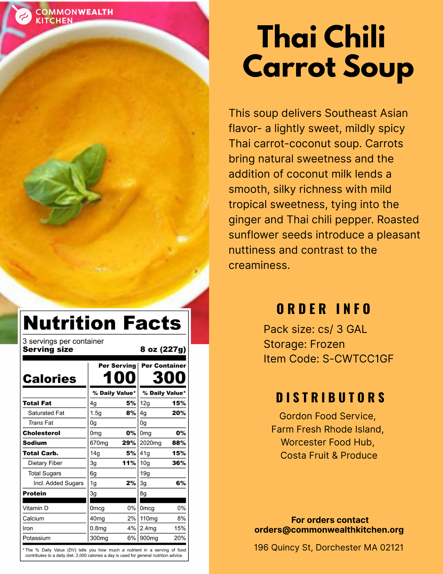 Thai Chili Carrot Soup | CommonWealth Kitchen