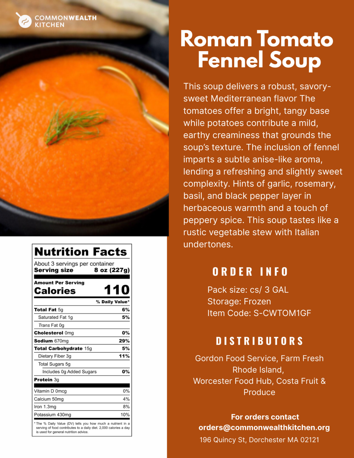 Roman Tomato Fennel Soup | CommonWealth Kitchen